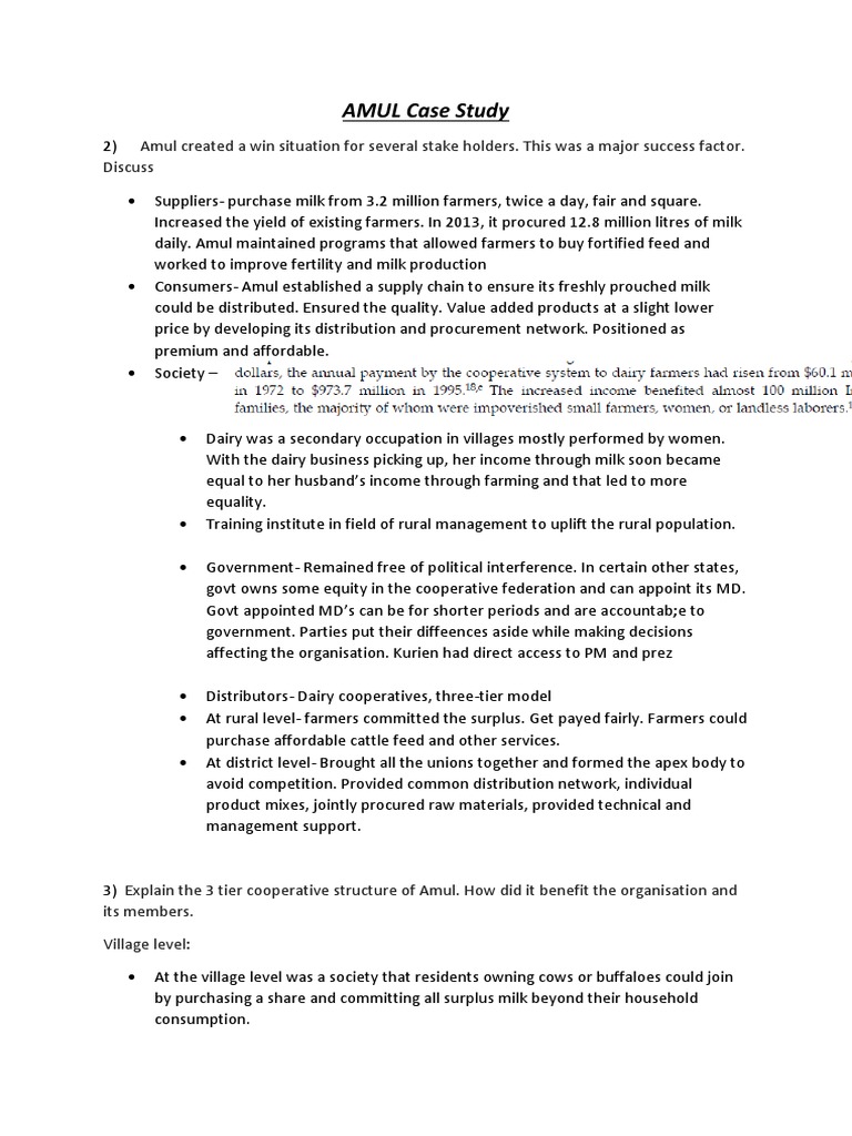 Amul Case Study | PDF | Milk | Dairy
