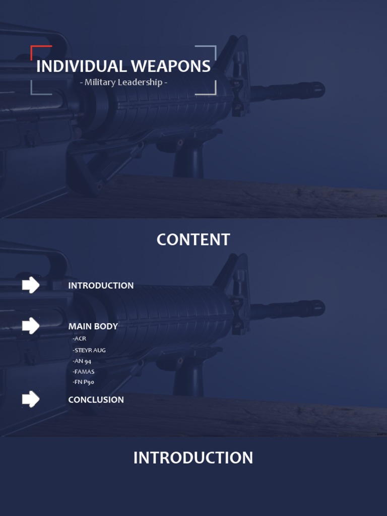 Individual Weapons: - Military Leadership | PDF | Firearms | Equipment