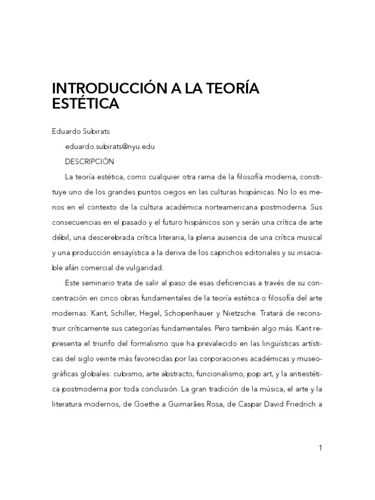 E. Subirats-Curso-Introducción A La Teoría Estética | PDF | Estética ...