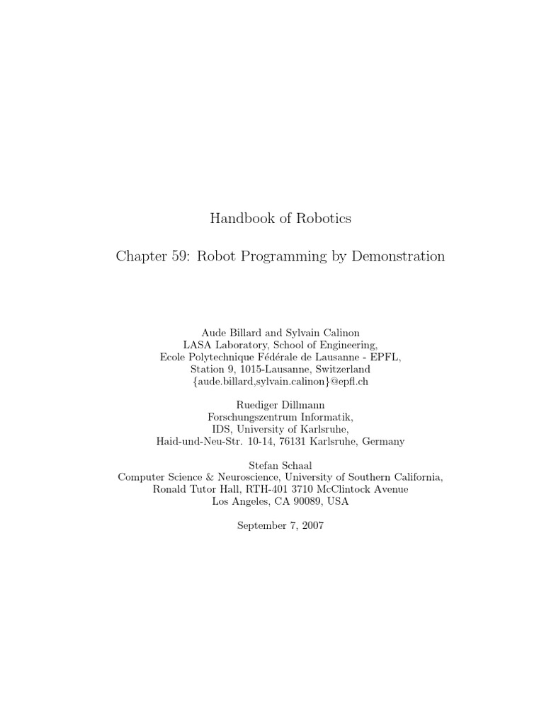 Handbook of Robotics Chapter 59: Robot Programming by Demonstration ...