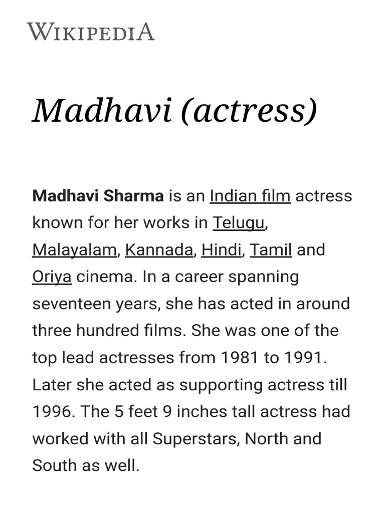 Madhavi (Actress) - Wikipedia PDF | PDF | Cinema Of India | Sikhism