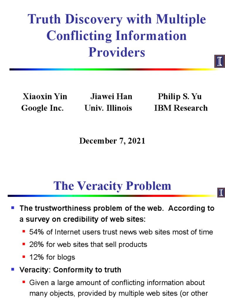 Truth Discovery With Multiple Conflicting Information Providers | PDF | Accuracy And Precision ...