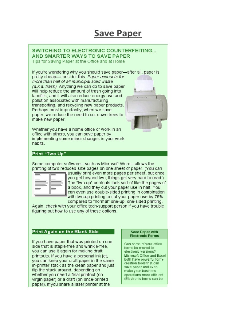 Save Paper: Switching To Electronic Counterfeiting... and Smarter Ways ...