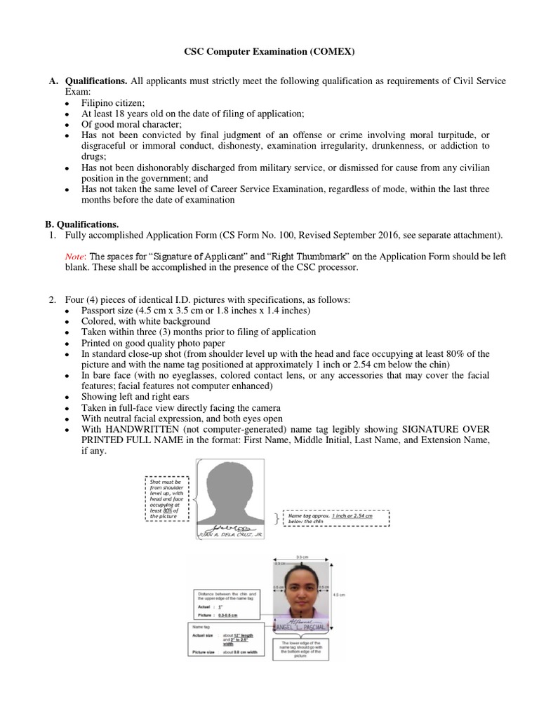CSC COMEX Requirements | PDF | Document | Identity Document