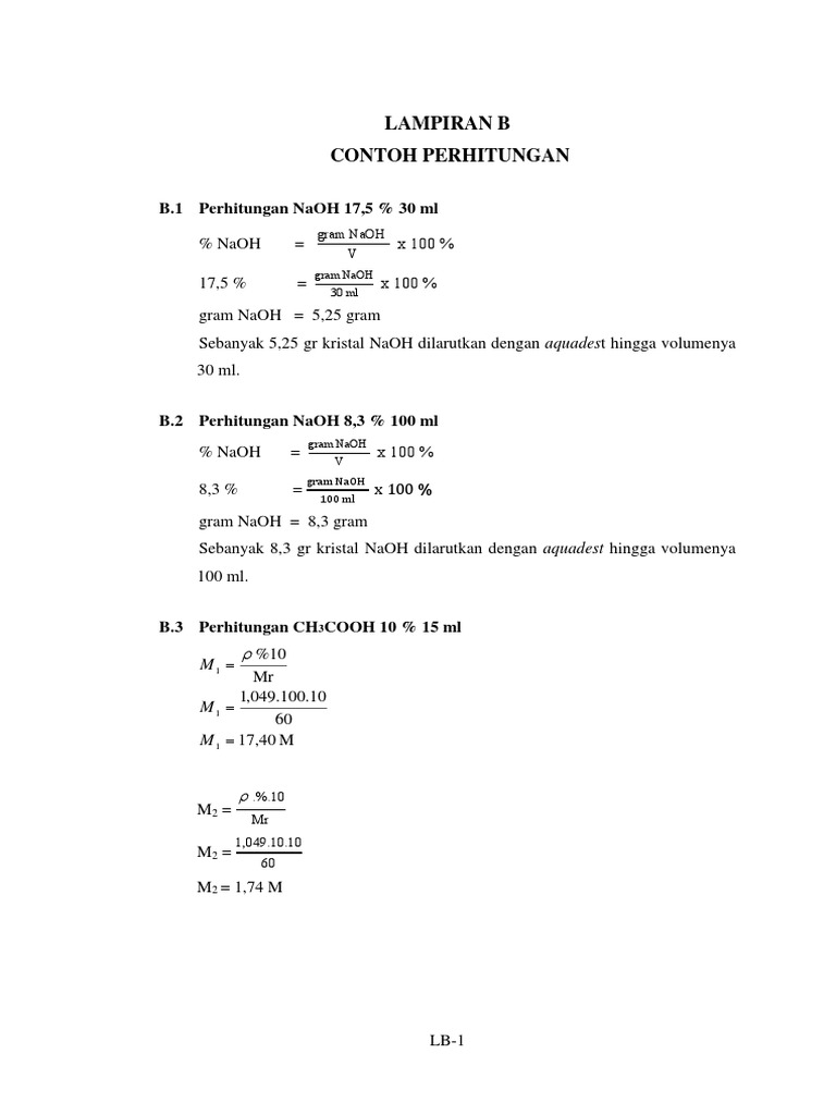Lampiran B Contoh Perhitungan | PDF