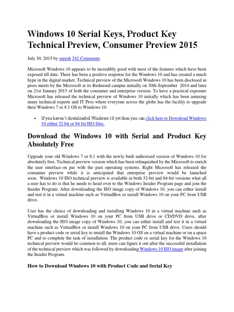 Windows 10 Key | PDF | Windows 10 | Microsoft Windows