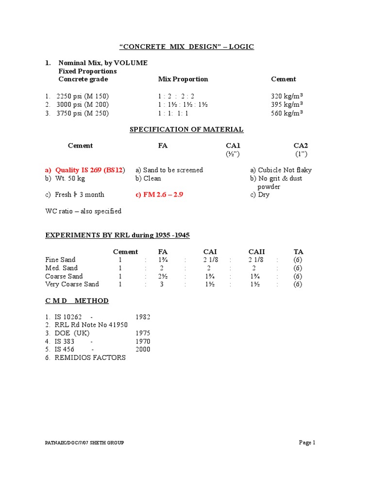 Mix Design | Download Free PDF | Concrete | Cement