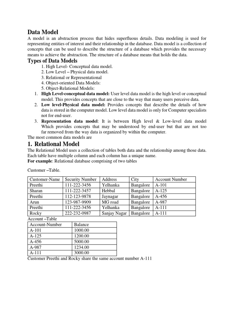 Data Model: Types of Data Models | PDF | Data Model | Databases