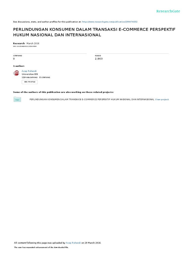 Perlindungan Konsumen Dalam Transaksi E-Commerce Perspektif Hukum Nasional Dan Internasional ...