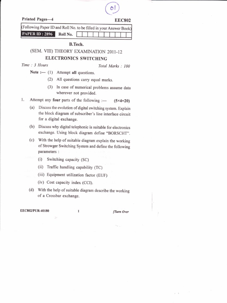 Electronics Switching EEC 802 | PDF | Telephone Exchange | Asynchronous Transfer Mode