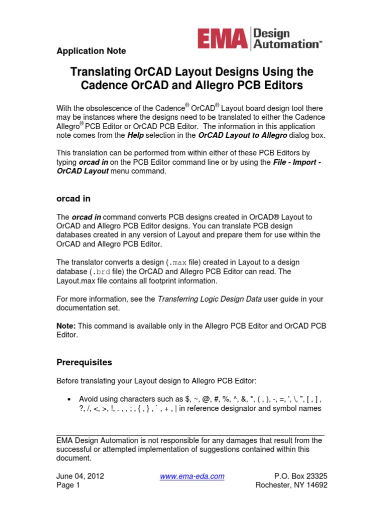 Translating Orcad Layout Designs Using The Cadence Orcad and Allegro ...