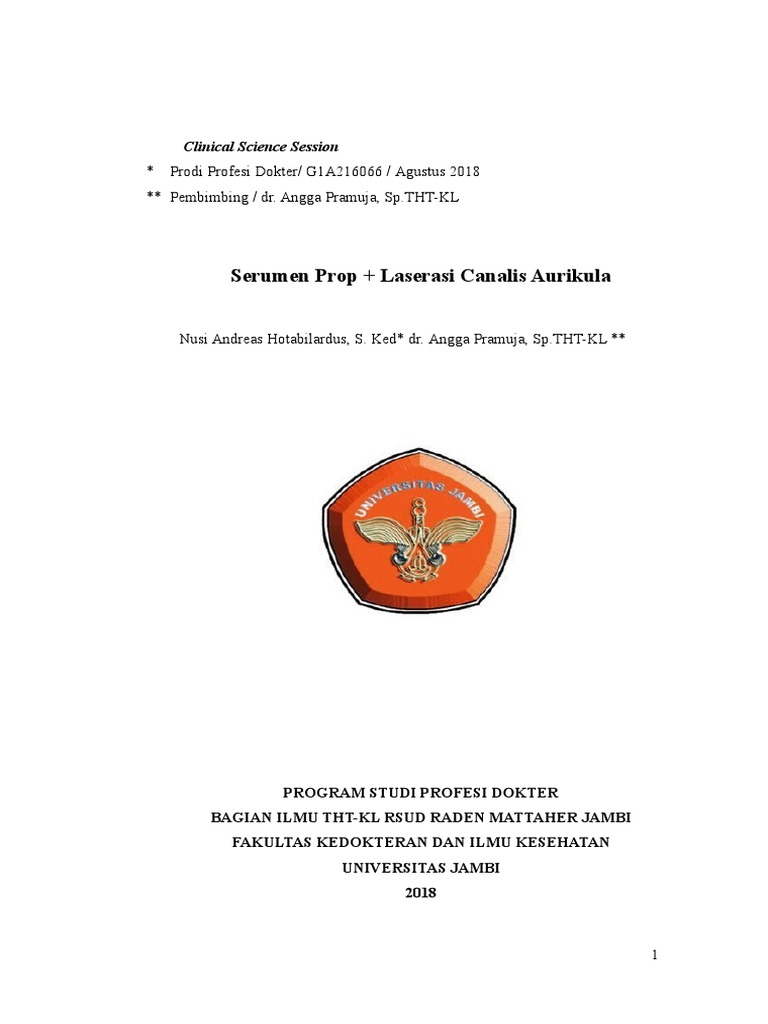 Serumen Prop dan Laserasi Aurikula | PDF