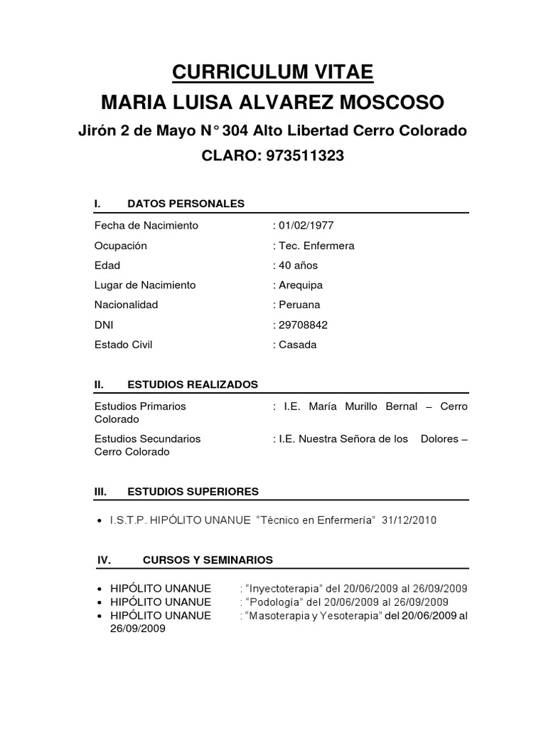 Curriculum Vitae. Maria Luisa | PDF | Gobierno | Bienestar
