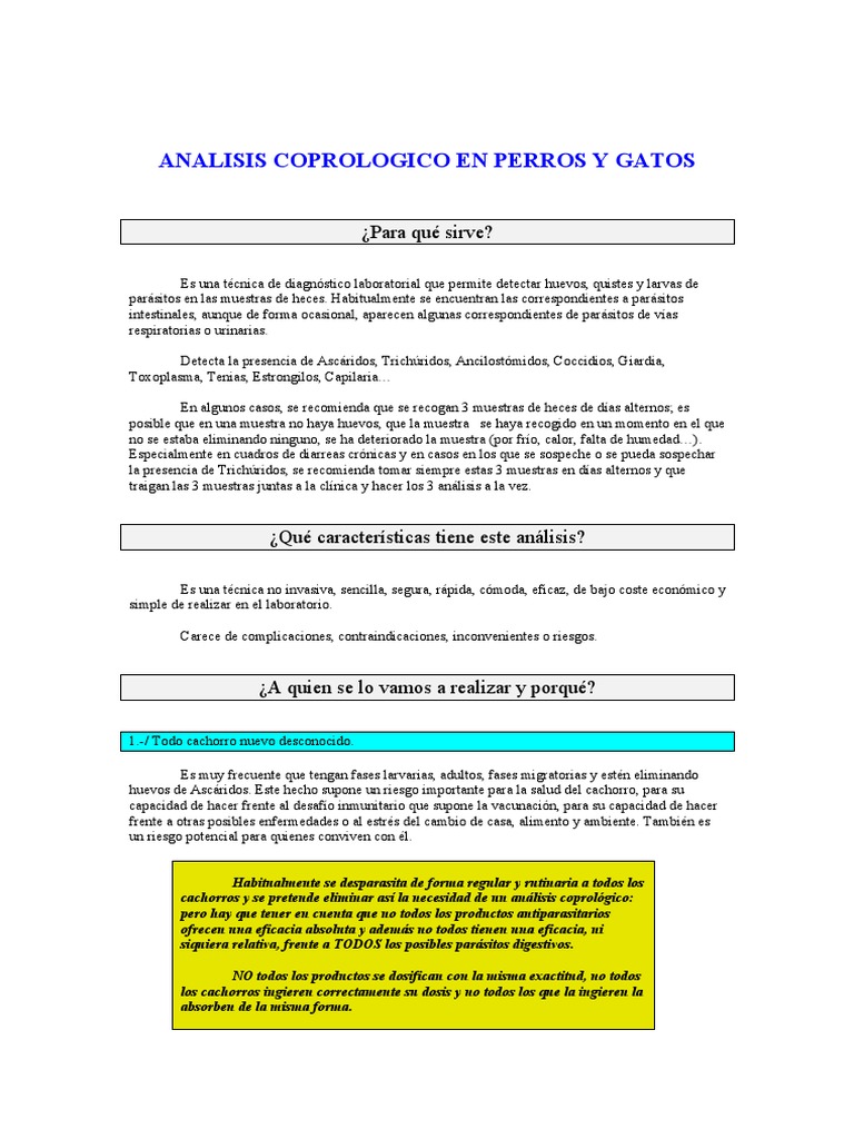 Análisis Coprológico en Perros y Gatos | PDF | Perros | Heces