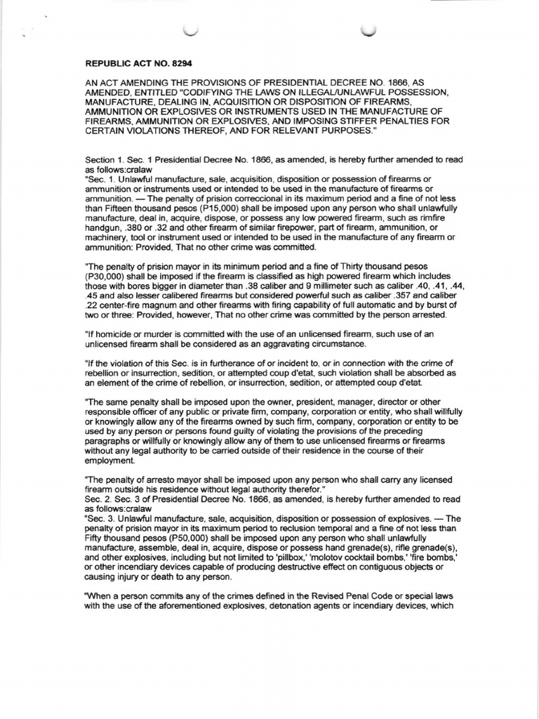 Ra 8294 PDF | Download Free PDF | Caliber | Firearms