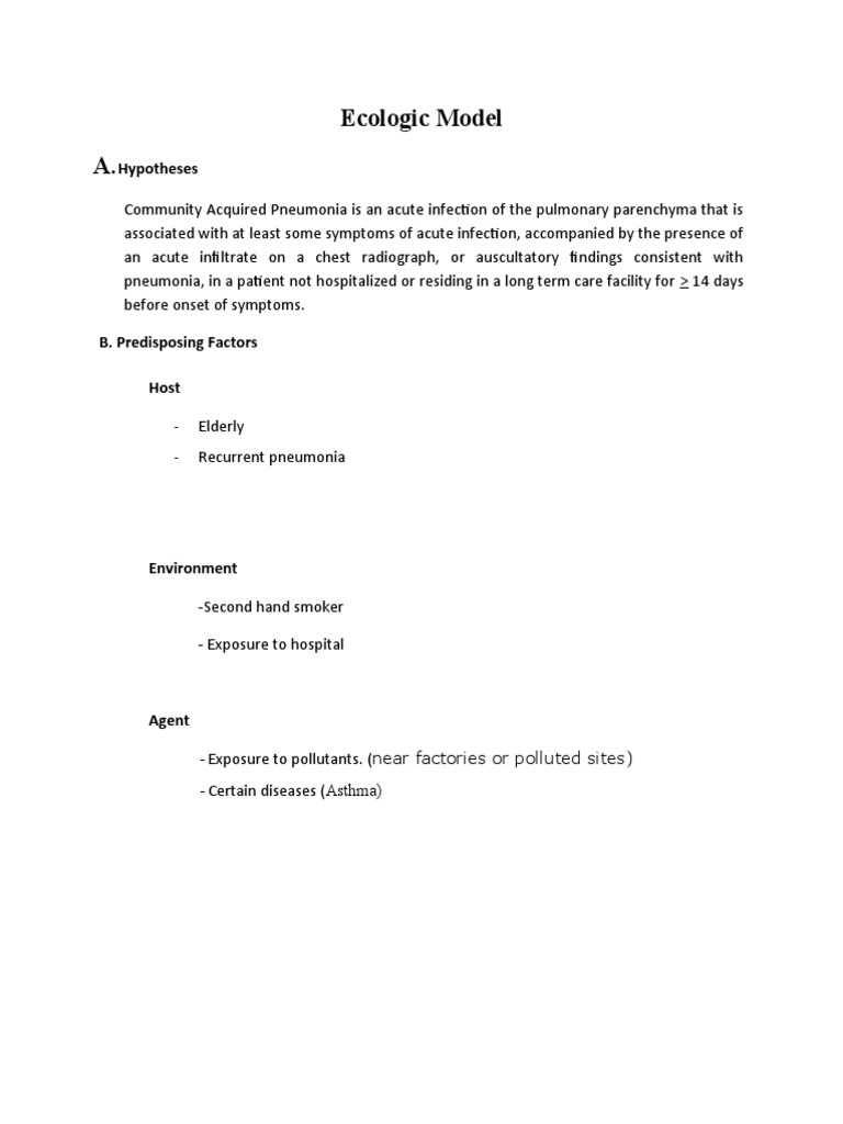 Ecologic Model A.: Hypotheses | PDF | Pneumonia | Asthma