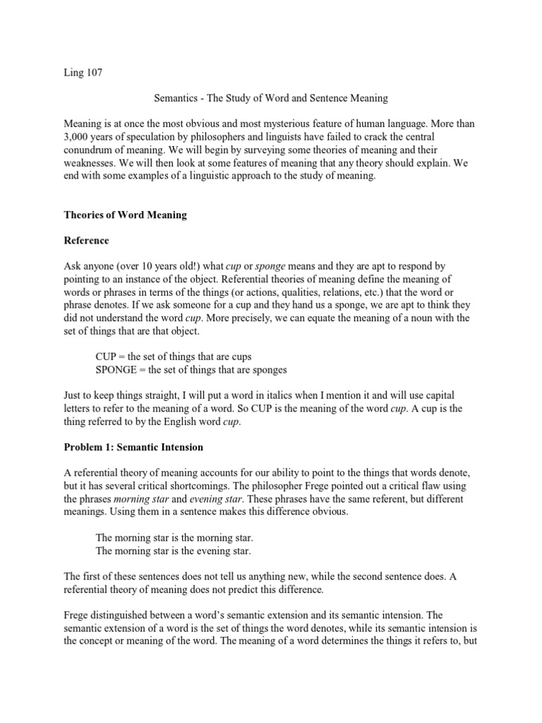 Theories of Word Meaning Reference | PDF | Semantics | Adjective