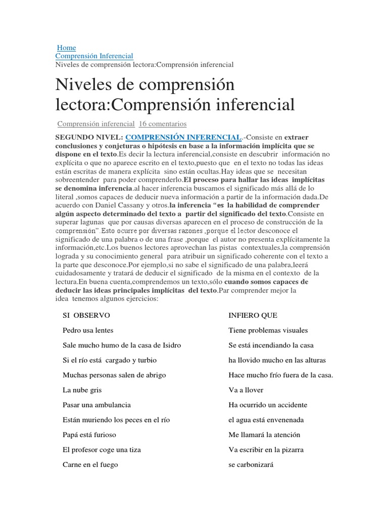 Tips de Lectura Inferencial | Comprensión lectora | Lectura (proceso)