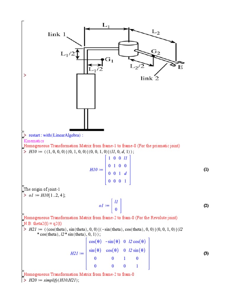 Kinematics: Homogeneous Transformation Matrix From Frame-1 To Frame-0 ...