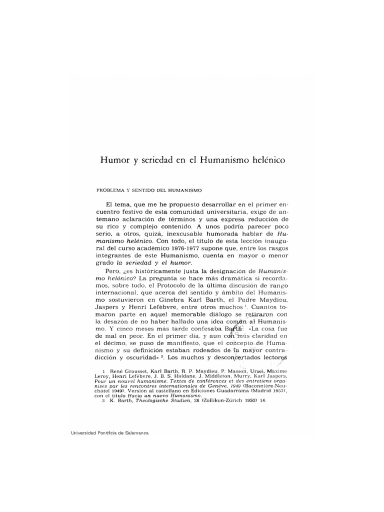 Humor y Seriedad en El Humanismo Helénico | PDF | Humor | La risa