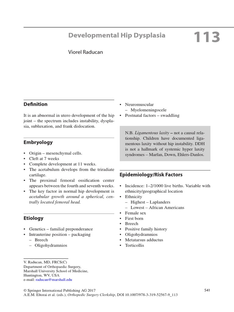 Developmental Hip Dysplasia: Viorel Raducan | PDF | Hip | Medical ...