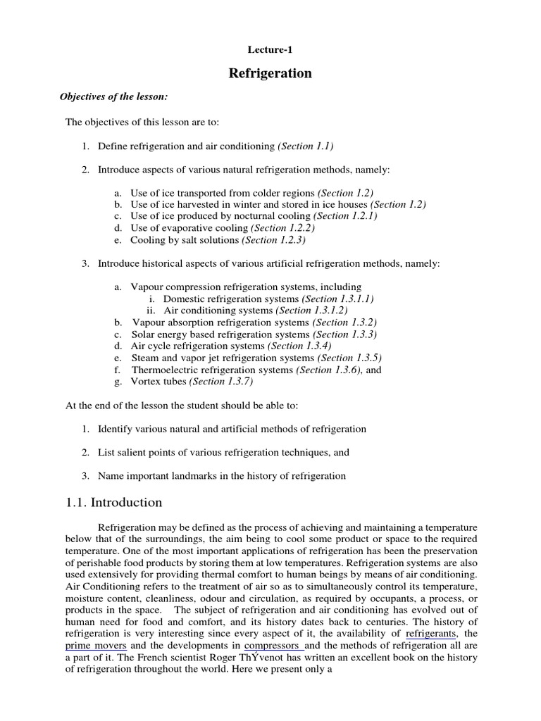 RAC Lecture 1 | PDF | Refrigeration | Air Conditioning