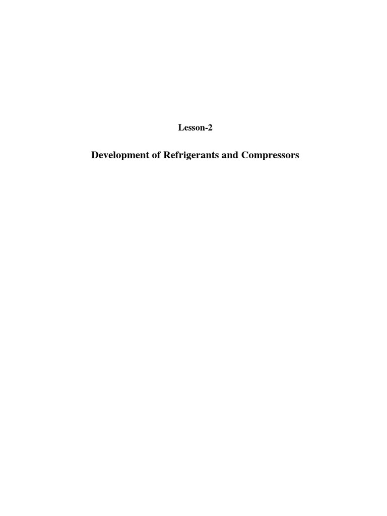 Development of Refrigerants and Compressors: Lesson-2 | PDF ...