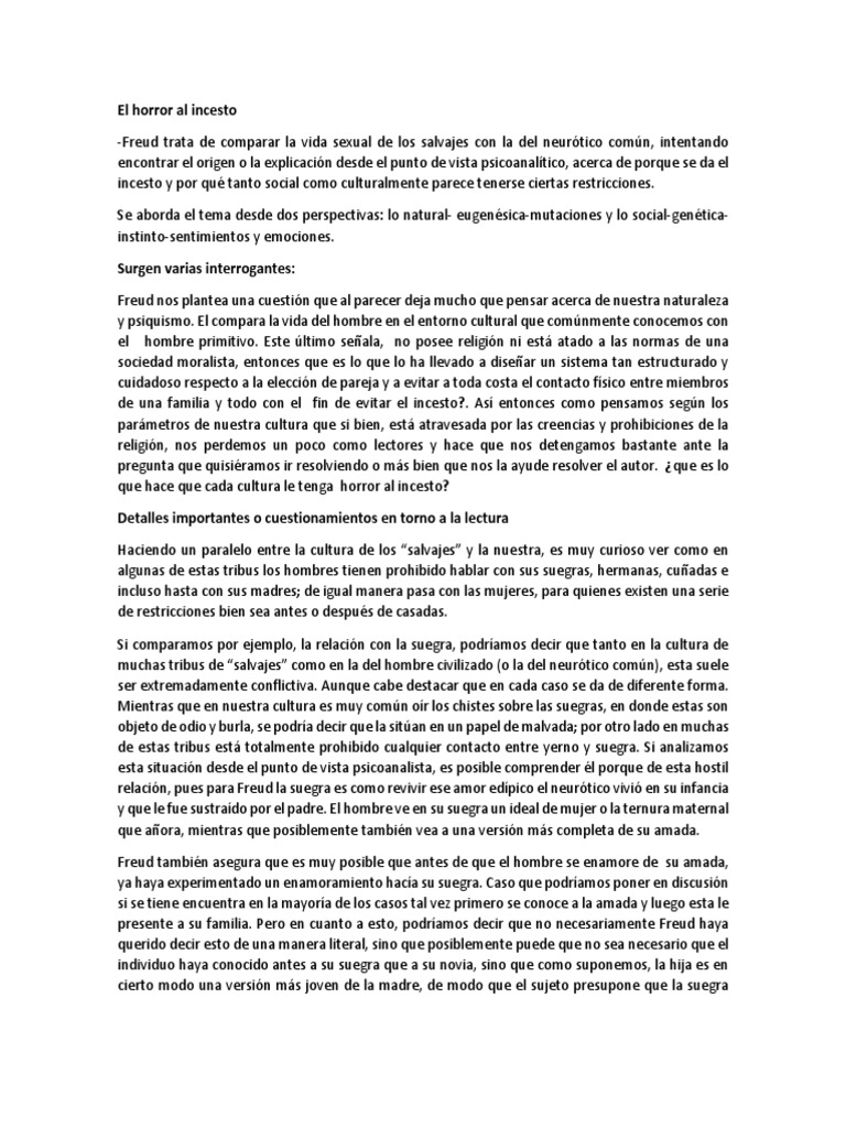 Freud y el Horror al Incesto | PDF | Incesto | Conceptos psicologicos