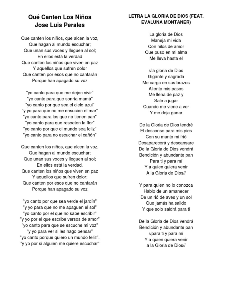 Qué Canten Los Niños | PDF