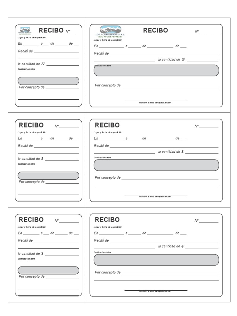 Recibo Con Talonario para Imprimir