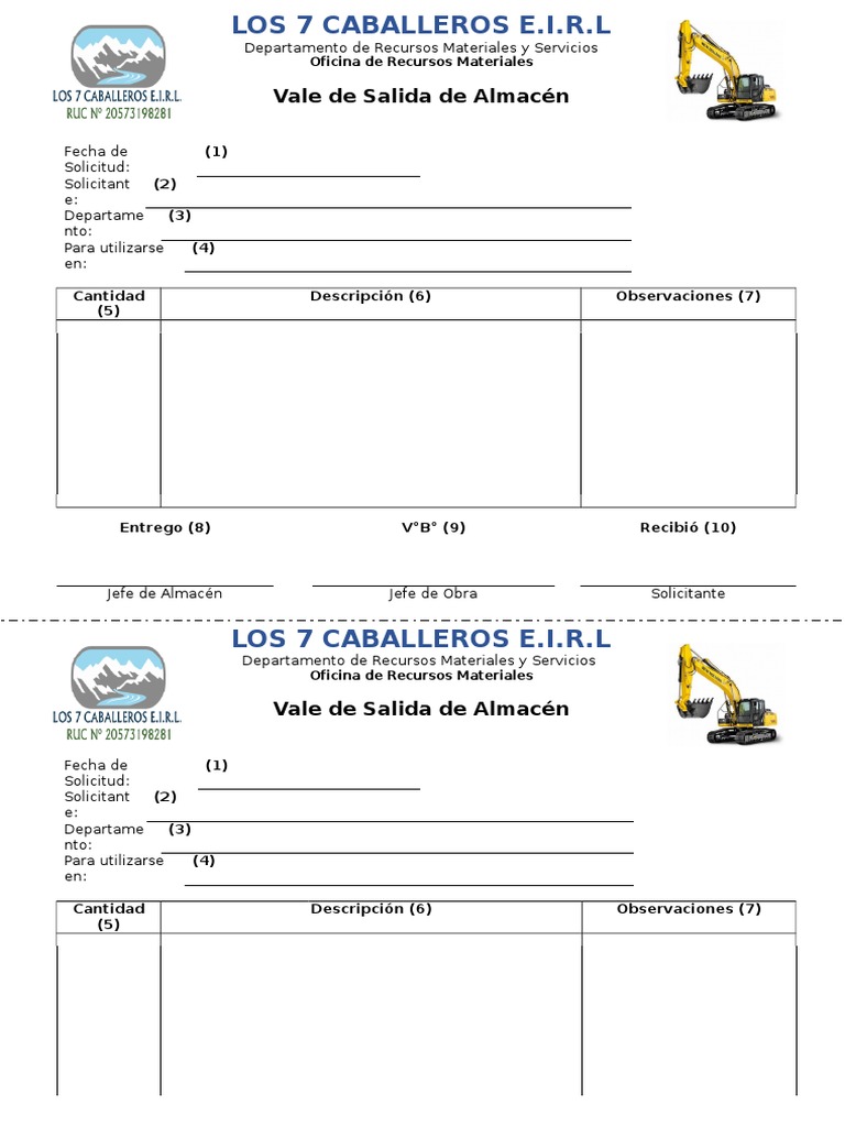 Vale Salida Almacen | PDF