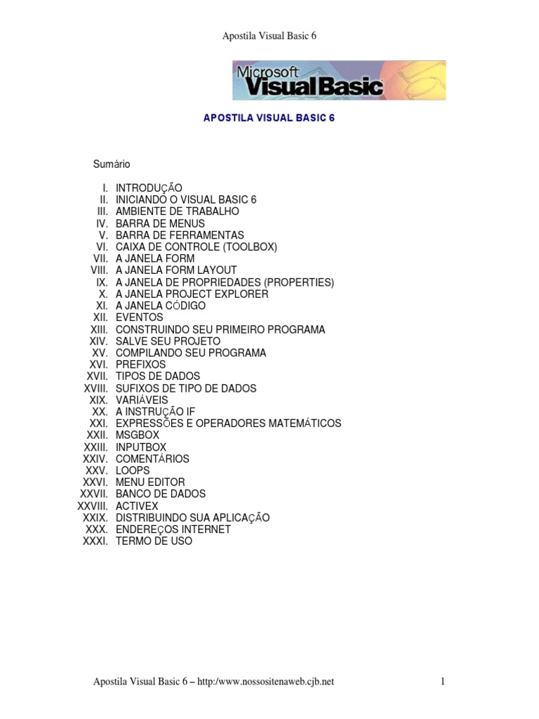 Apostila Visual Basic 6 PDF | PDF | Basic | Janela (informática)