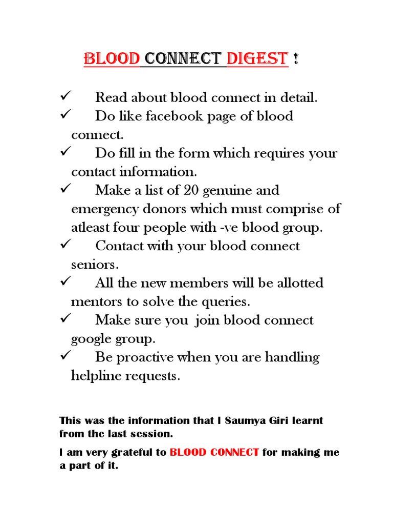 Blood Connect Digest | PDF