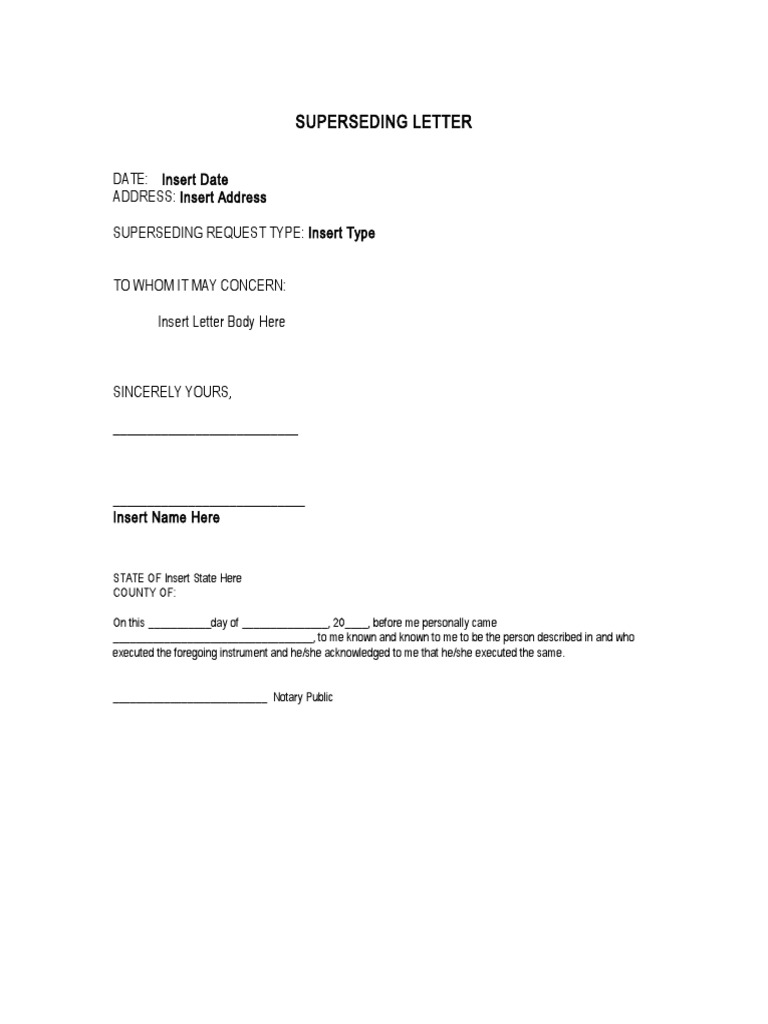 Sample Superseding Letter