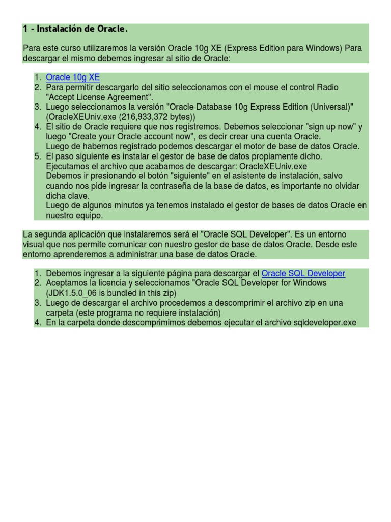 Curso de Oracle | Descargar gratis PDF | Base de datos Oracle | Tabla ...