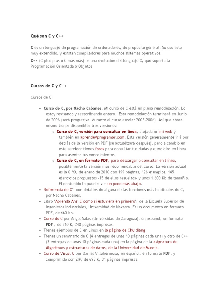 Lenguaje C | PDF | C (lenguaje de programación) | C