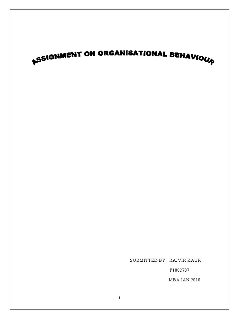 Organisational Behaviour Assignment | PDF | Human Resource Management ...