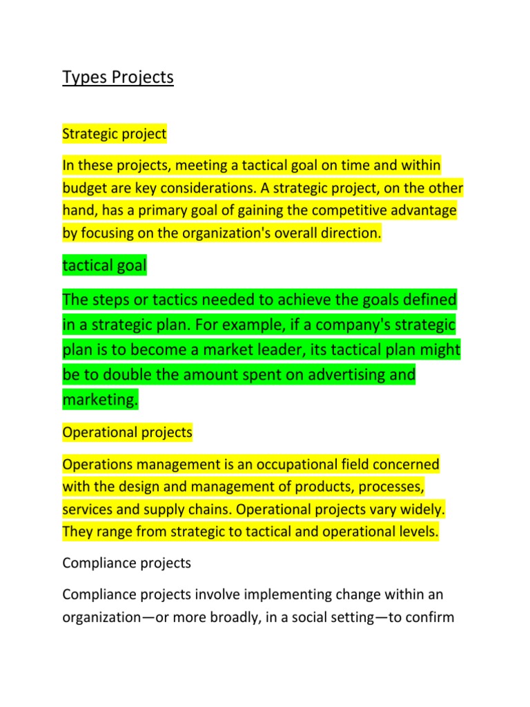 Types Projects | PDF | Project Management | Leadership