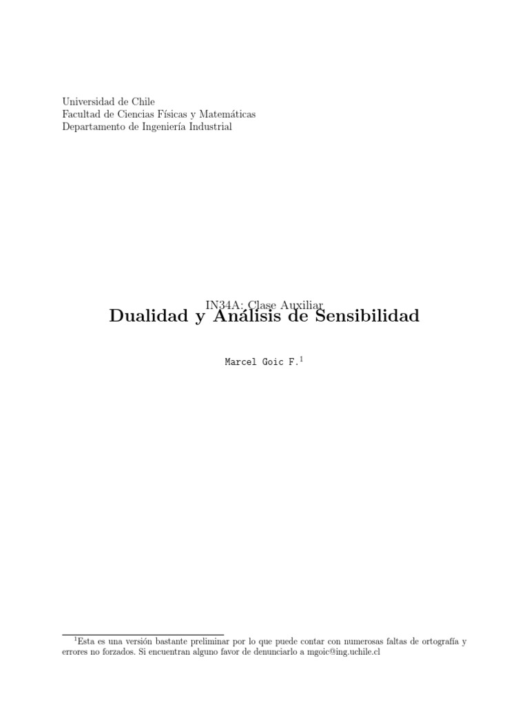 Dualidad y Analisis de Sensibilidad | PDF | Optimización Matemática | Objetos matemáticos