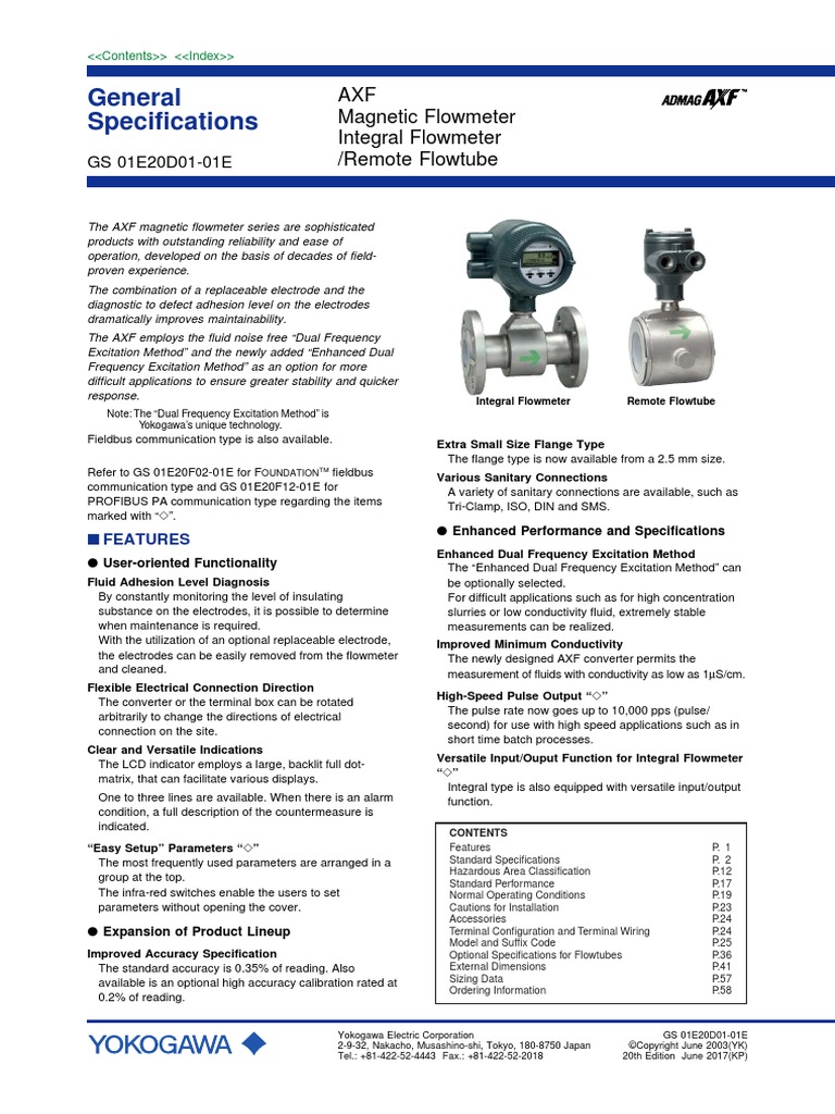 Axf Magnetic Flowmeter Integral Flowmeter Remote Flowtube Pdf Flow