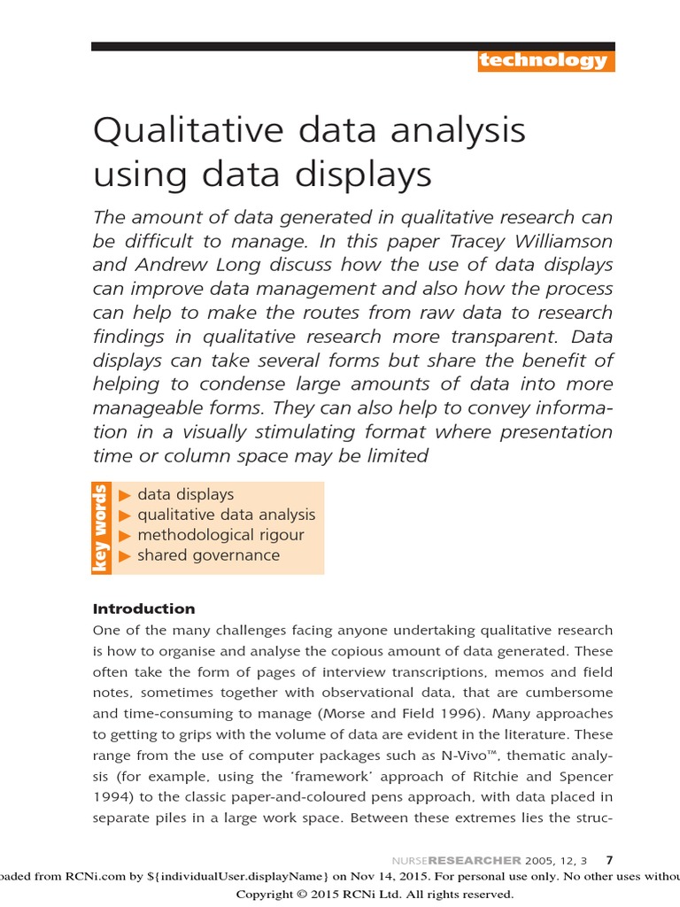 Qualitative Data Analysis Using Data Displays: Technology | PDF ...