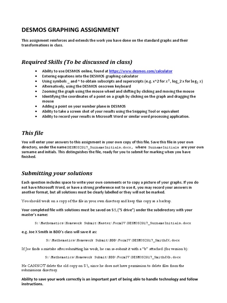 DESMOS Graphing Assignment | PDF | Asymptote | Zero Of A Function