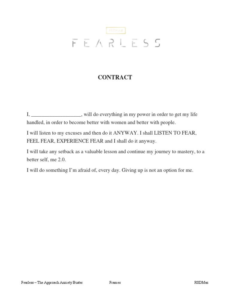 Contract: Fearless - The Approach Anxiety Buster Frames Rsdmax | PDF