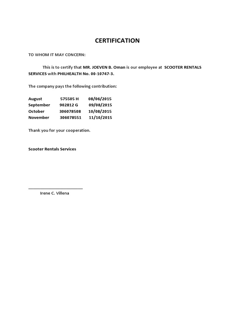 CERTIFICATION of Remittance | PDF