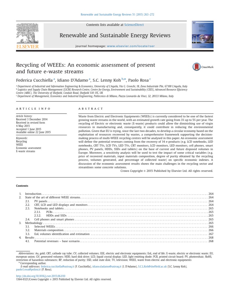 Recycling of WEEEs - An Economic Assessment of Present and Future E ...