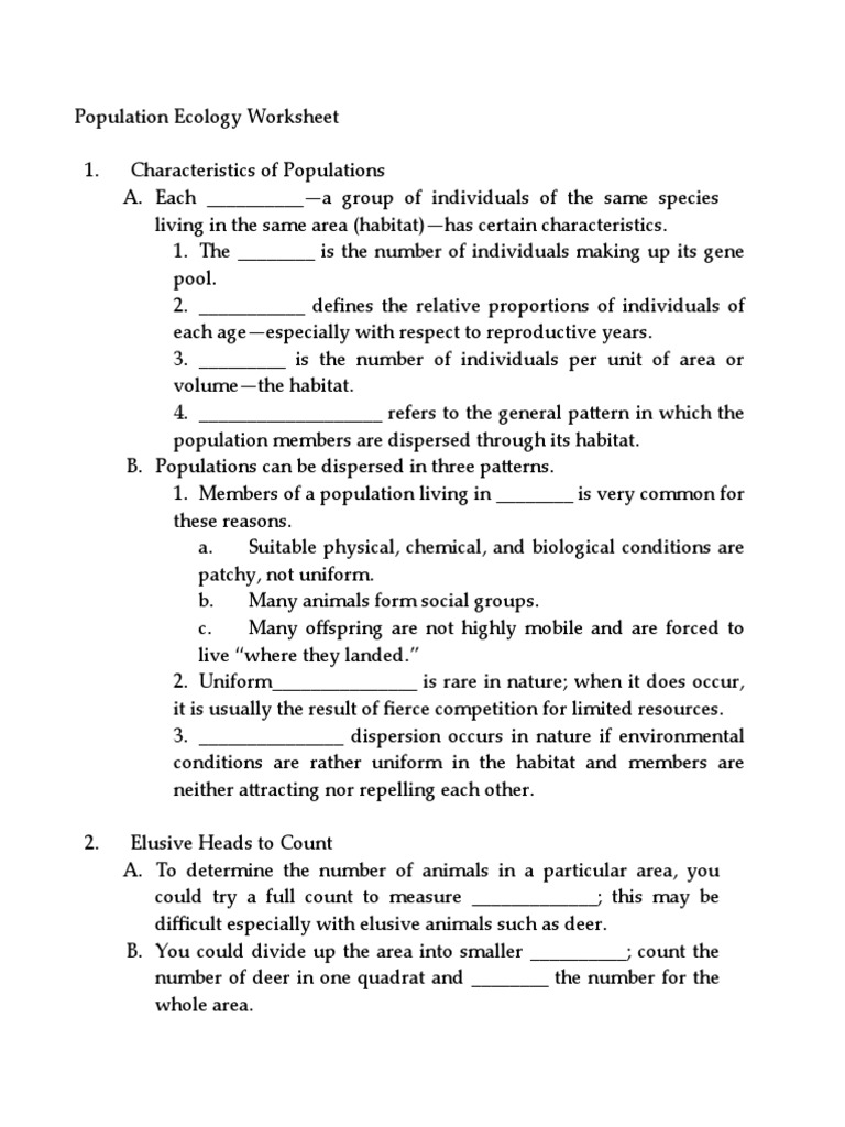 Population Ecology Worksheet | PDF | Total Fertility Rate | Population