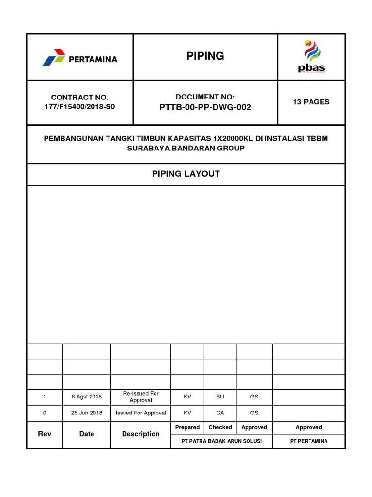 Piping Layout for Tangki Timun 20,000 KL | PDF | Technology & Engineering