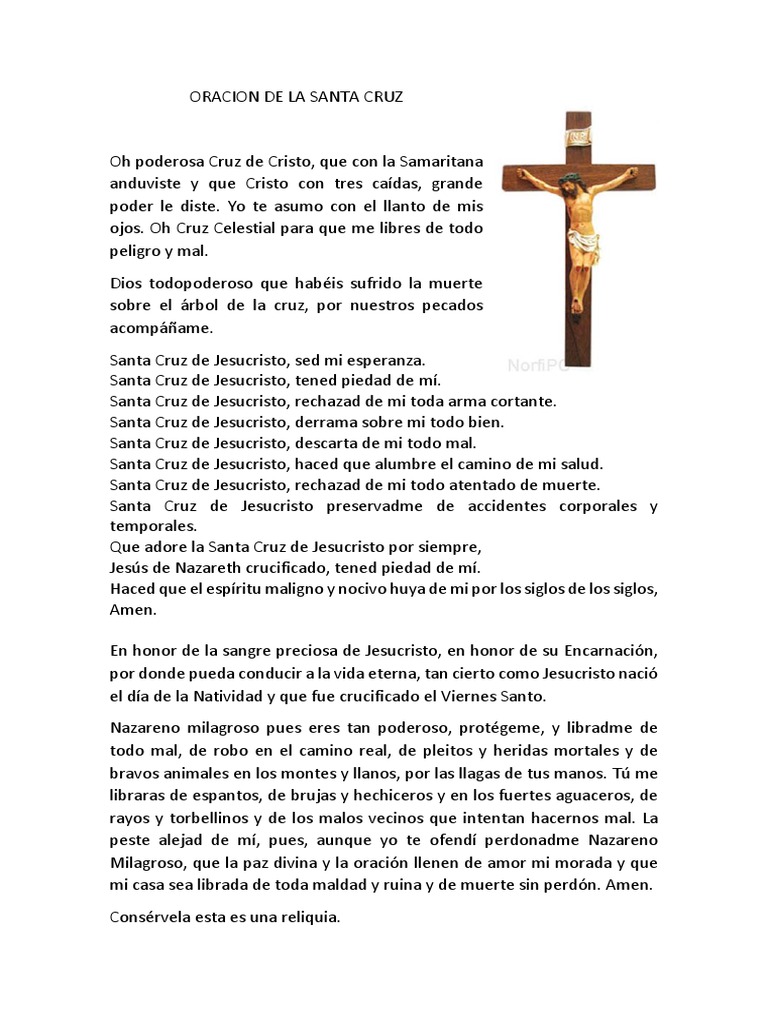 Oracion de La Santa Cruz | PDF | Jesús | Oración Oracion de La Santa Cruz | PDF | Jesús | Oración