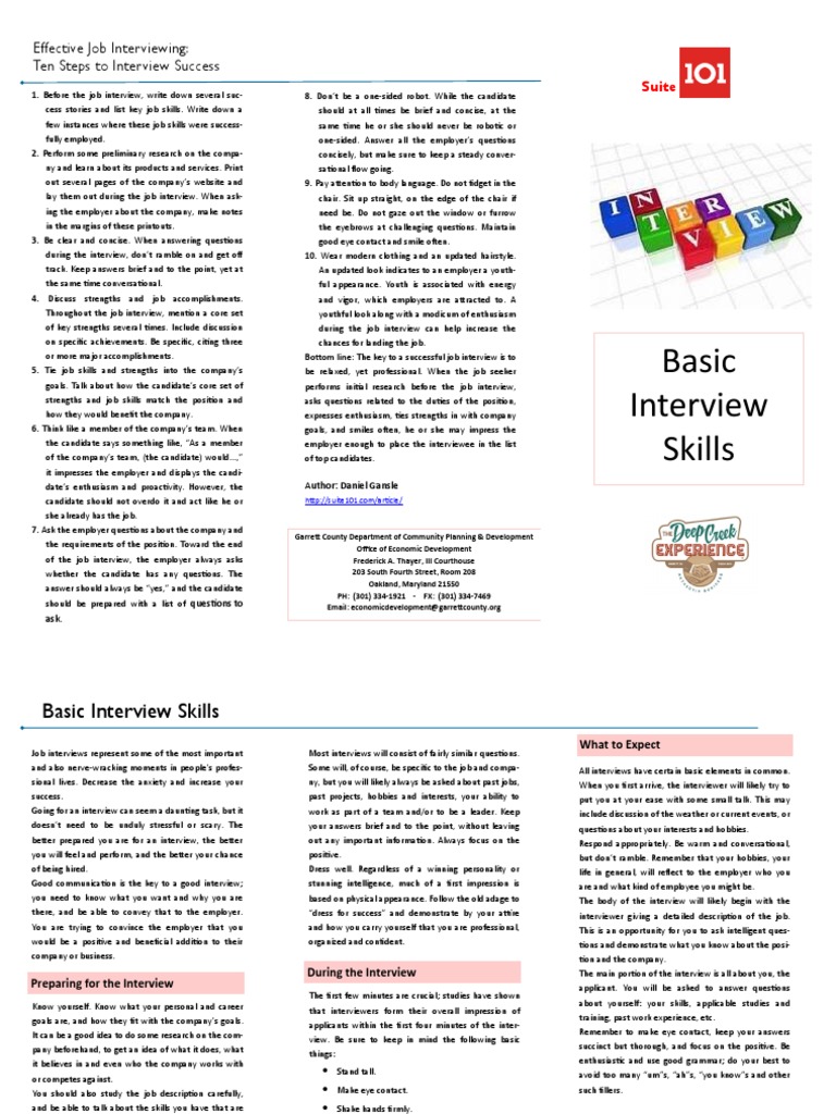 Basic Interview Skills PDF | PDF | Job Interview | Interview