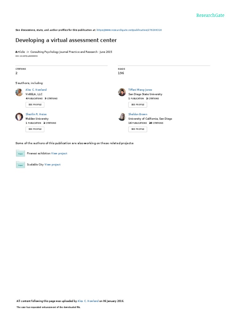 Developing A Virtual Assessment Center | PDF | Virtual World ...